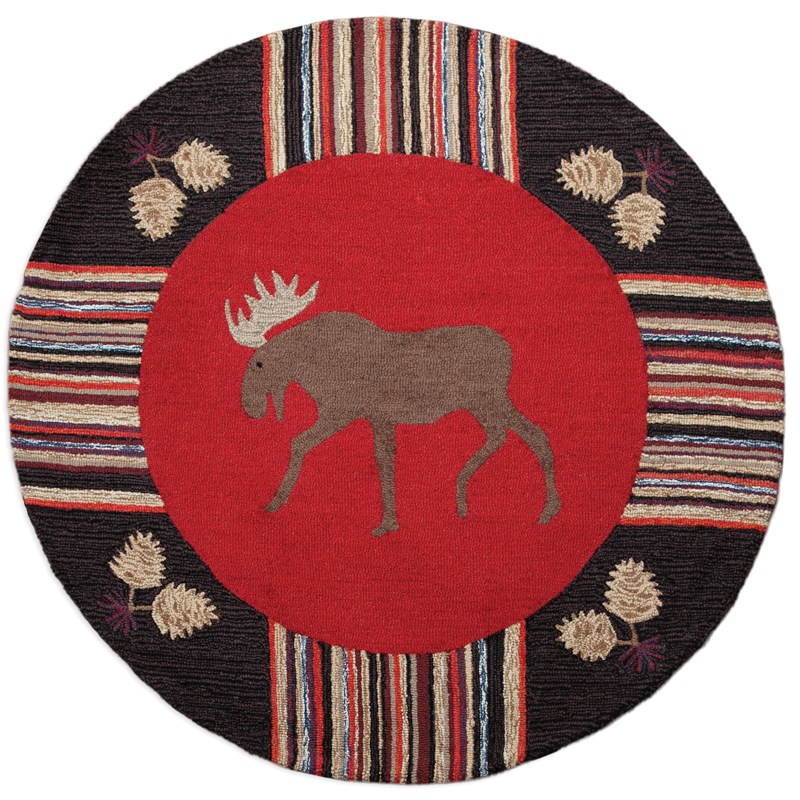 Night Moose Hooked Wool Accent Rug